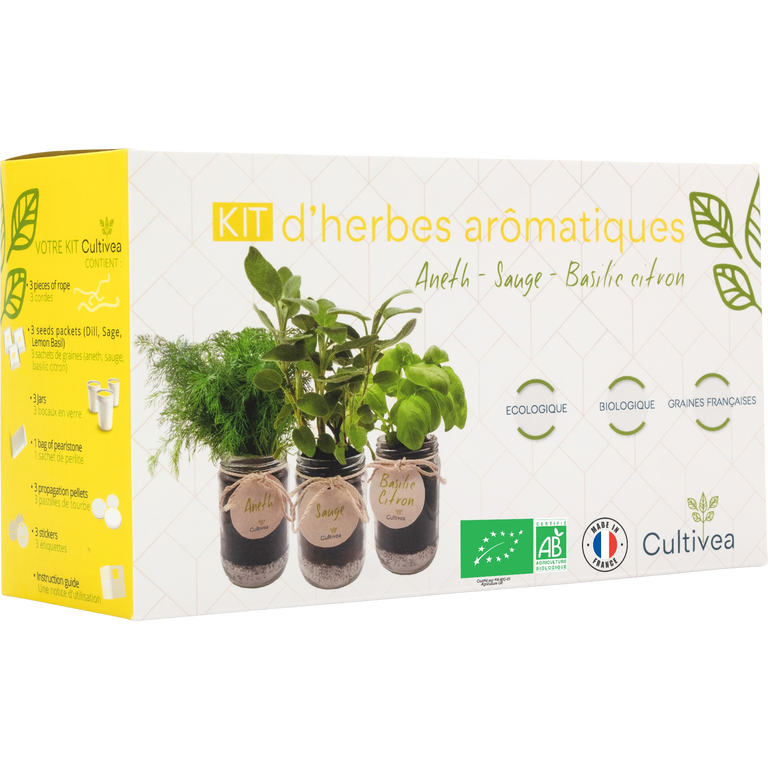 Cultivea Kit d'Herbes Aromatiques (Aneth, Sauge, Basilic citron), 1 kit ...