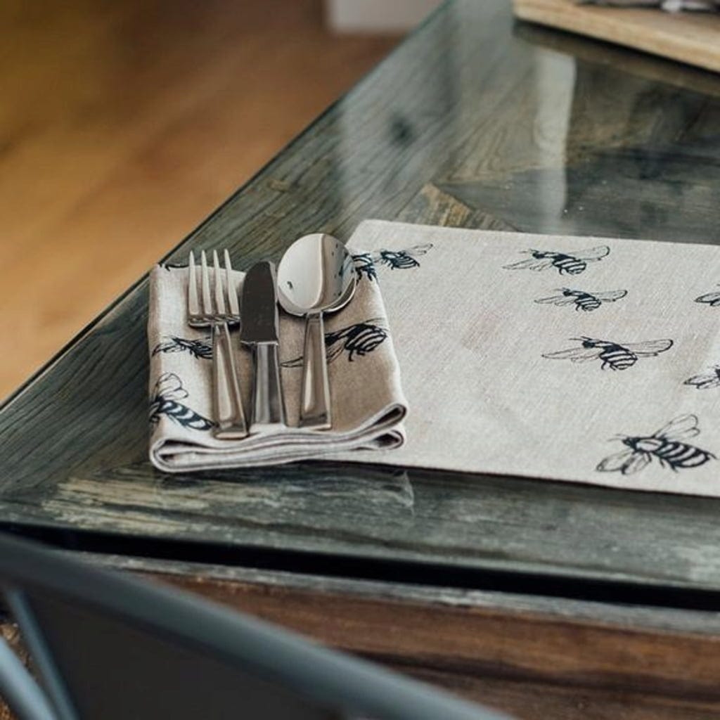 Helen Round Linnen servetten - Bijen Design, 1 Set - Bloomling Nederland