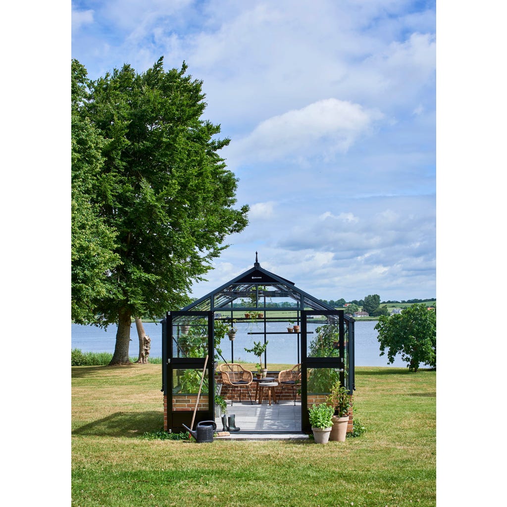 Juliana Gewächshaus Premium - Anthrazit für Mauer 13 m² - 3 mm ESG ...